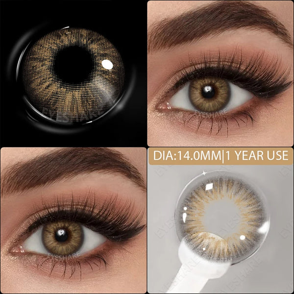 Qfdian 1 Pair Natural Colored Contact Lenses for Eyes Brown Eye Lens G